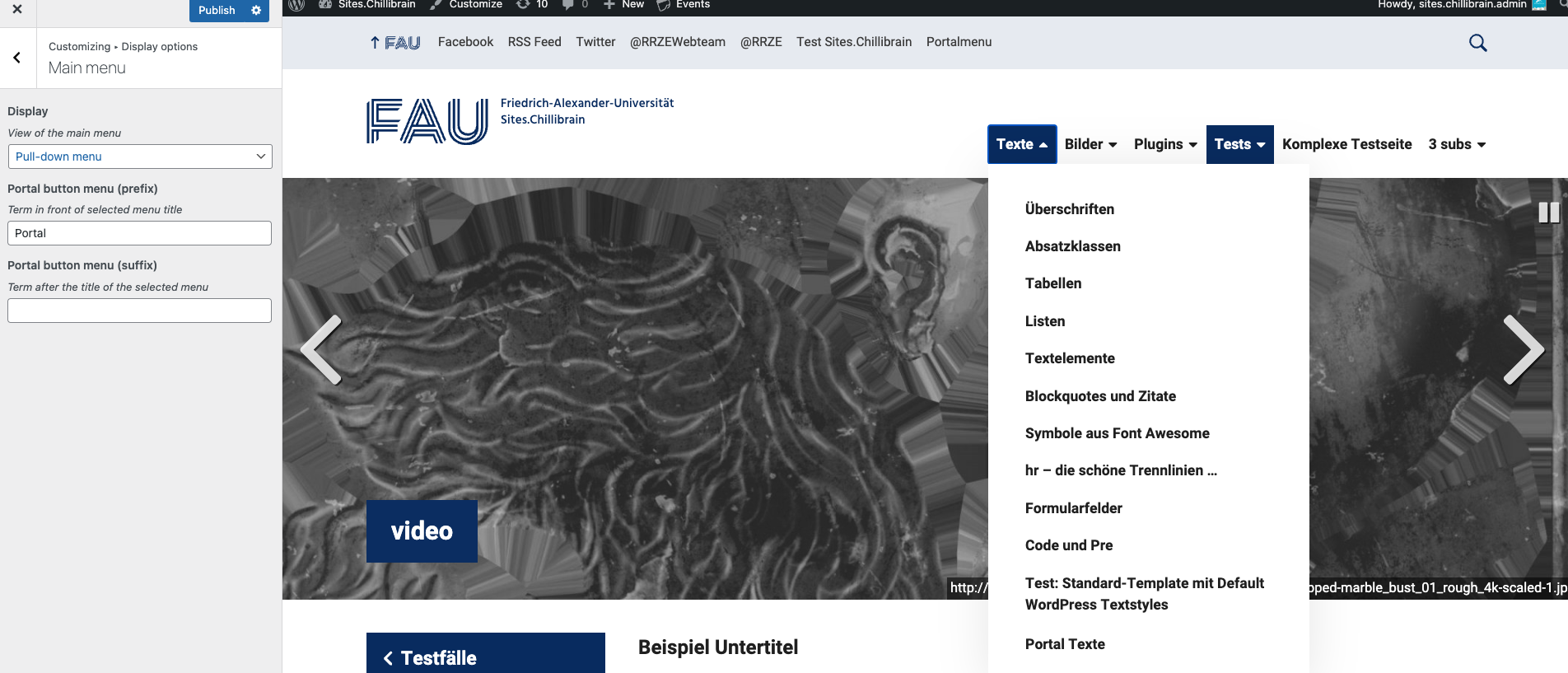 Erstellen im Customizer zwei Optionen für den Hauptmenüstil · Issue #1390 · RRZE-Webteam/FAU ...