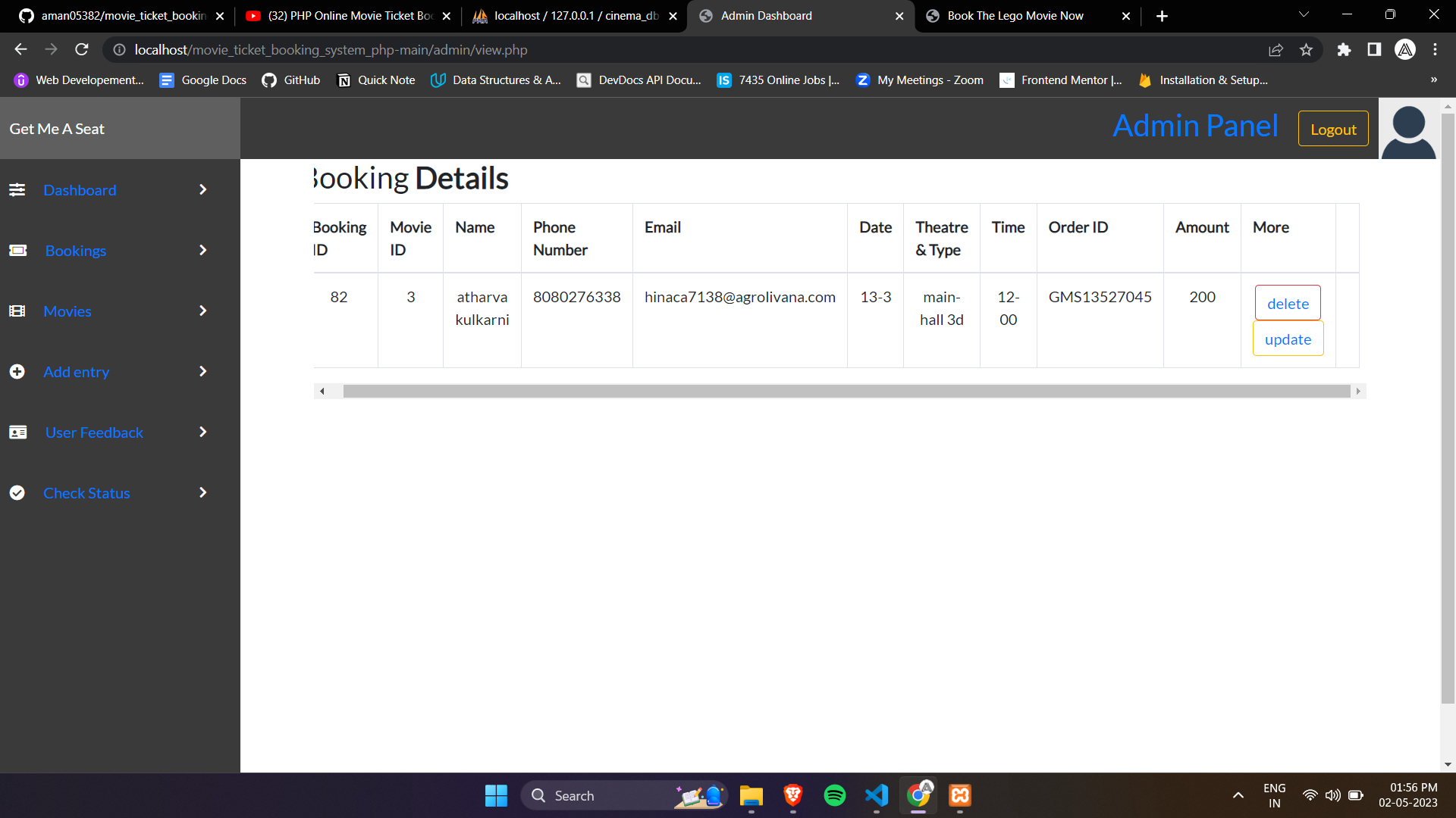 GitHub - AtharvaK-15/Show_Booking: Movie Ticket Booking System, back-end coded with PHP and ...
