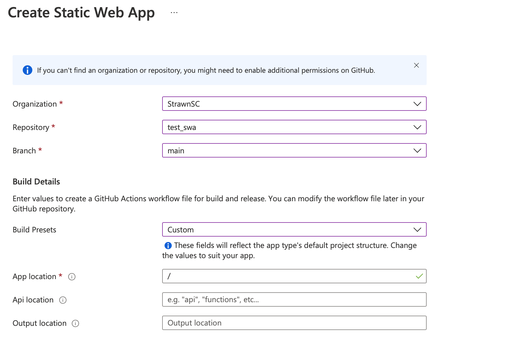 Webapp Staticwebapp Create Defaults Are Invalid · Issue 20830 · Azure Azure Cli · Github