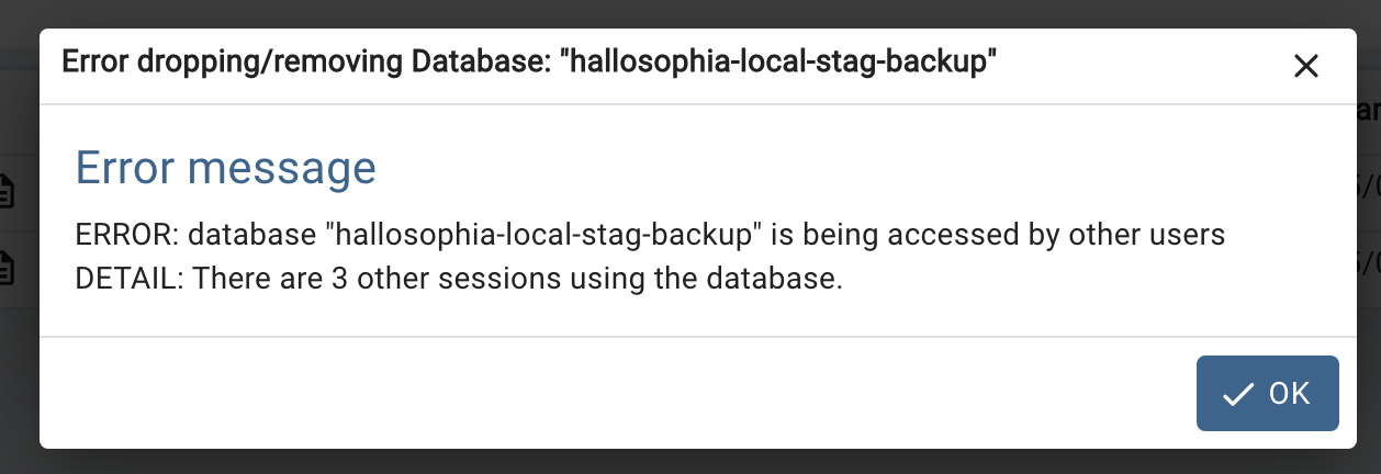 "Drop with force" Button from UI that fixes "ERROR: cannot drop the currently open database ...