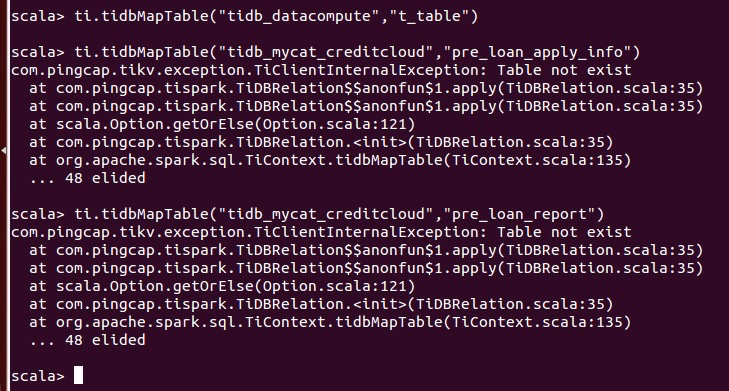 通过tispark查询某张表的时候提示table not exist · Issue #393 · pingcap/tispark · GitHub