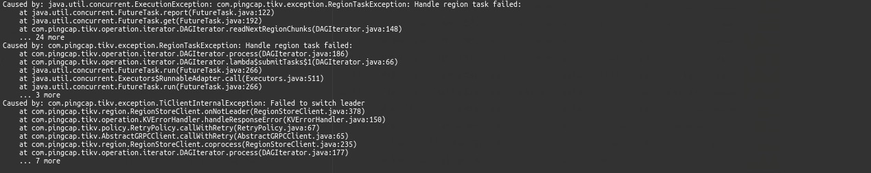 通过tispark查询的时候出现Handle region task failed · Issue #411 · pingcap/tispark · GitHub