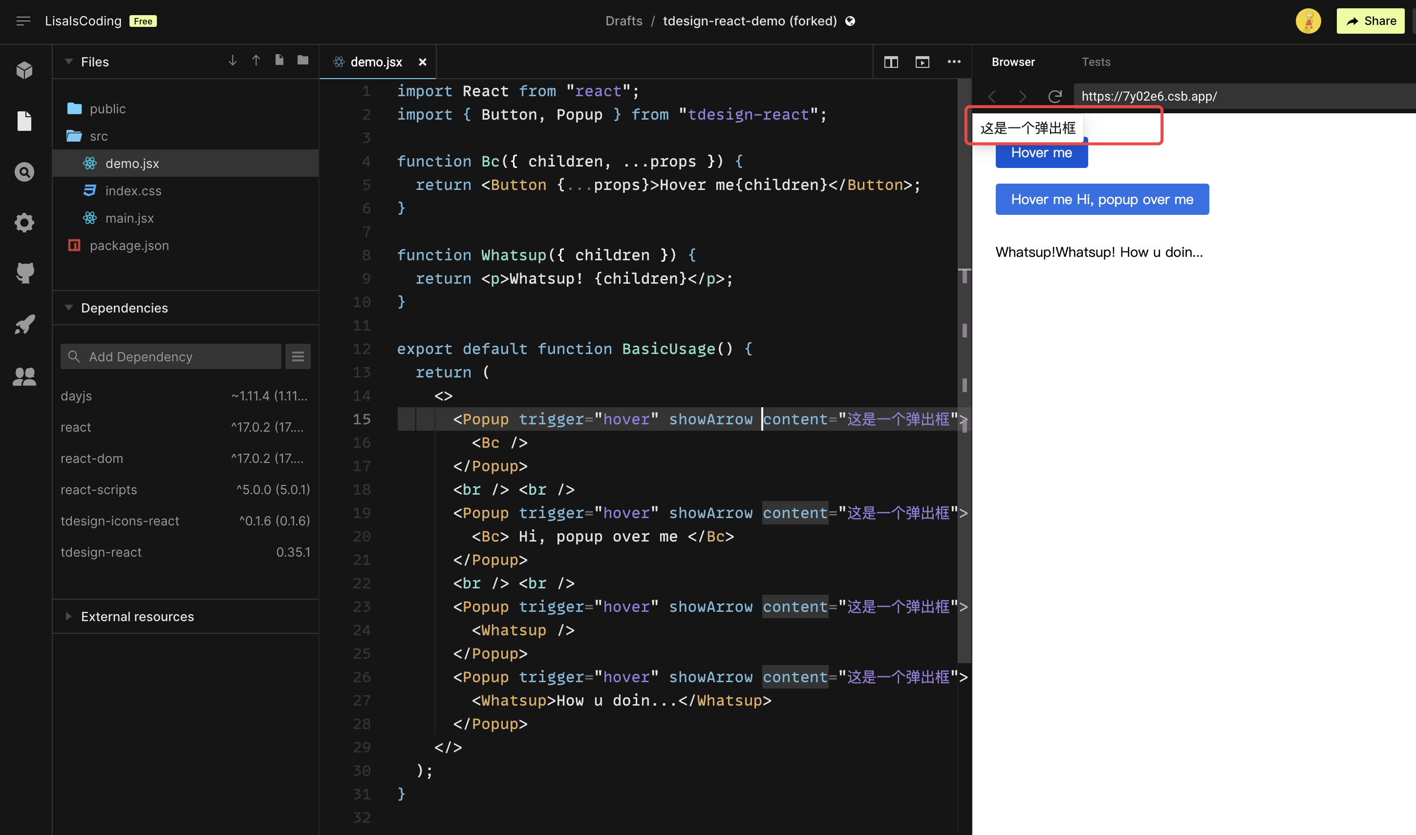 Popup 组件的内容（children）不支持自定义组件 · Issue #1588 · Tencent/tdesign-react · GitHub