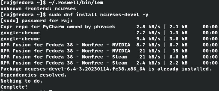 Unknown Frontend Ncurses Lem Editor V2 0 0 Installed Using Roswell Is Not Working In Fedora