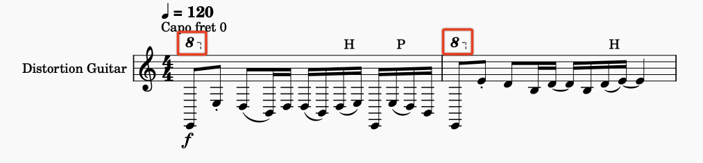 [MU4 Issue] [GP] Octave mark is applied only for one note in MU4 when was applied for whole ...