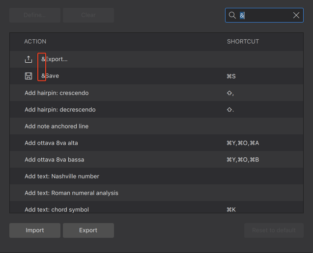 [MU4 Issue] Ampersand is present in Export and Save shortcuts name · Issue #12921 · musescore ...