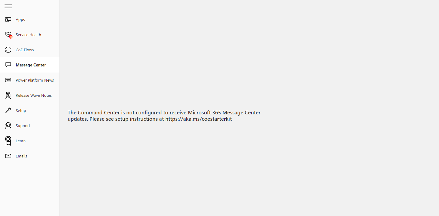 [CoE Starter Kit - BUG] Command Center Message Center - make not ...