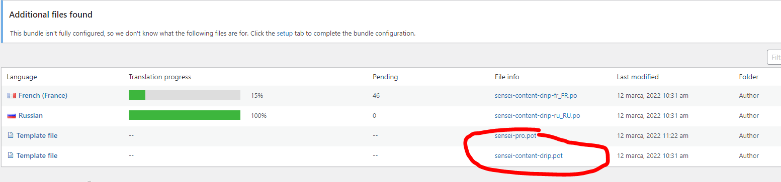 After uploading to Sensei Pro (Paid WC Courses) I have a breakdown problem using Loco Translate ...