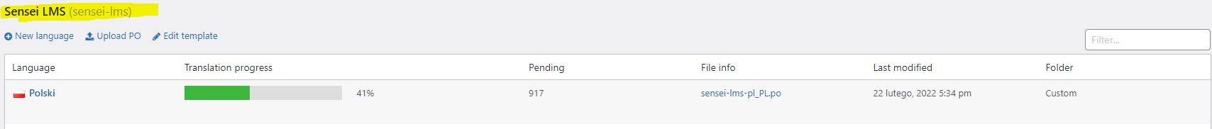 After uploading to Sensei Pro (Paid WC Courses) I have a breakdown problem using Loco Translate ...