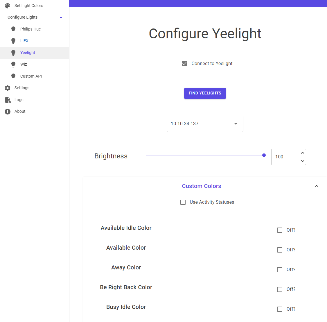 Yeelight not working in nightly build · Issue #622 · isaacrlevin/presencelight · GitHub