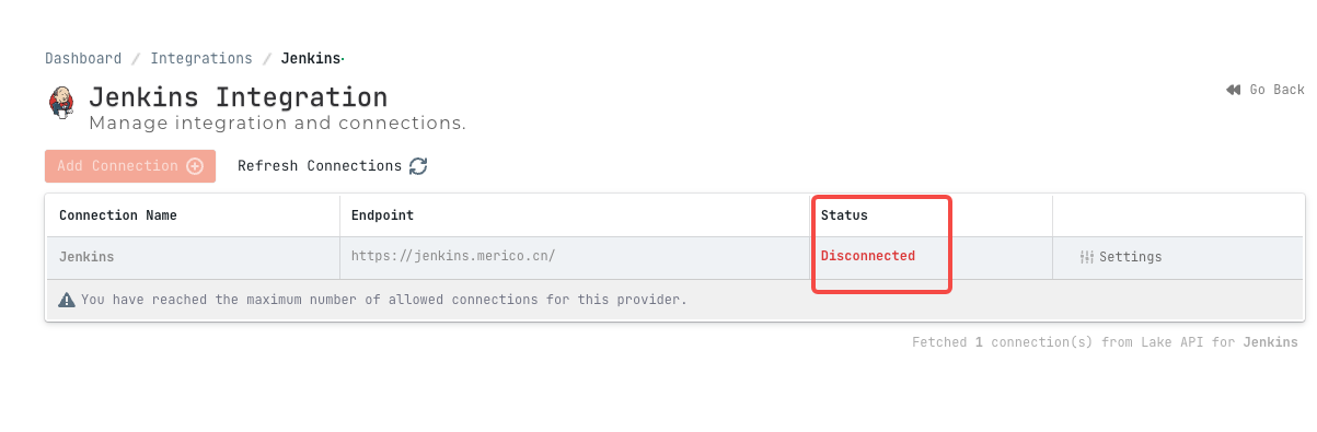 Jenkins Integration Status is always Disconnected · Issue #1847 · apache/incubator-devlake · GitHub