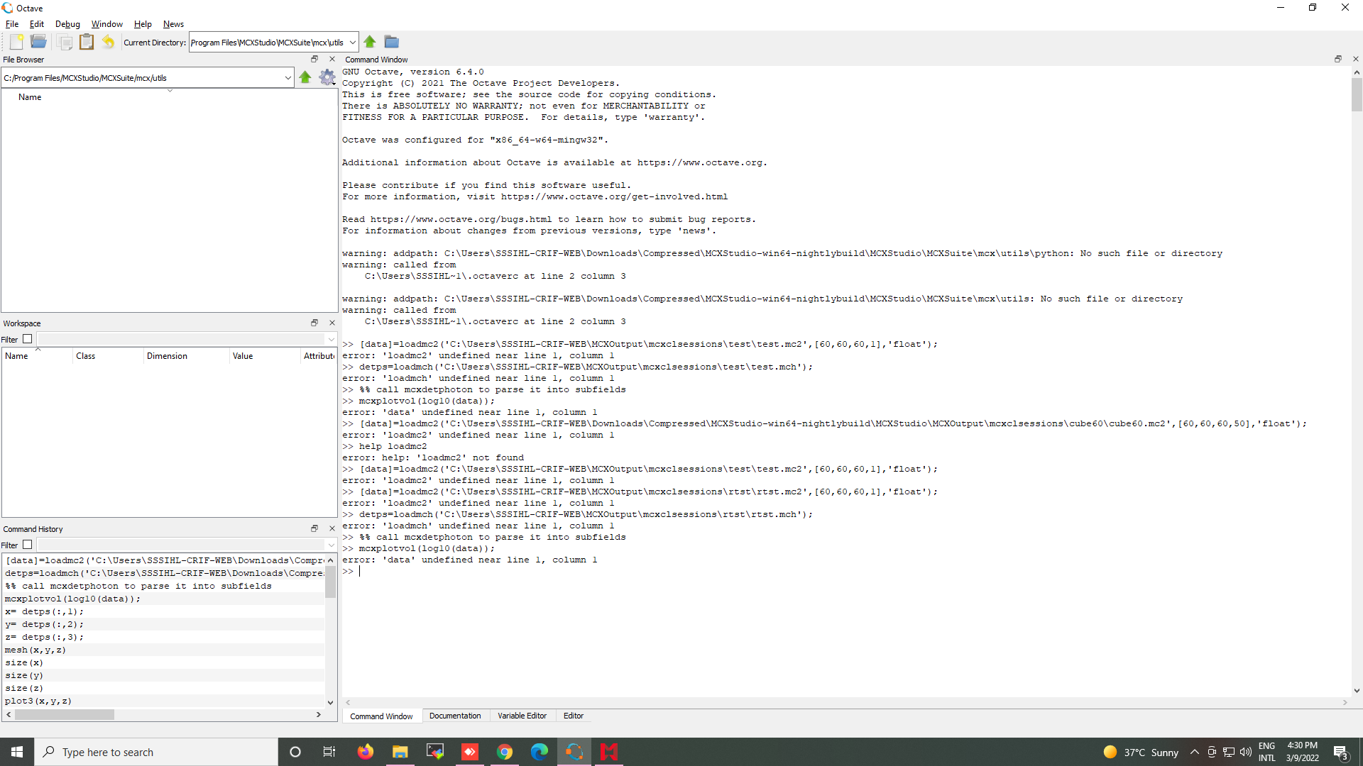 not able to connect Mcx studio with the octave · Issue #141 · fangq/mcx · GitHub
