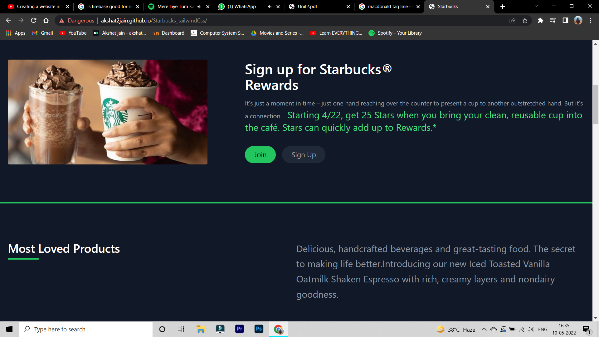 GitHub - Akshat2Jain/Starbucks_tailwindCss: In this project I have created a starbucks website ...