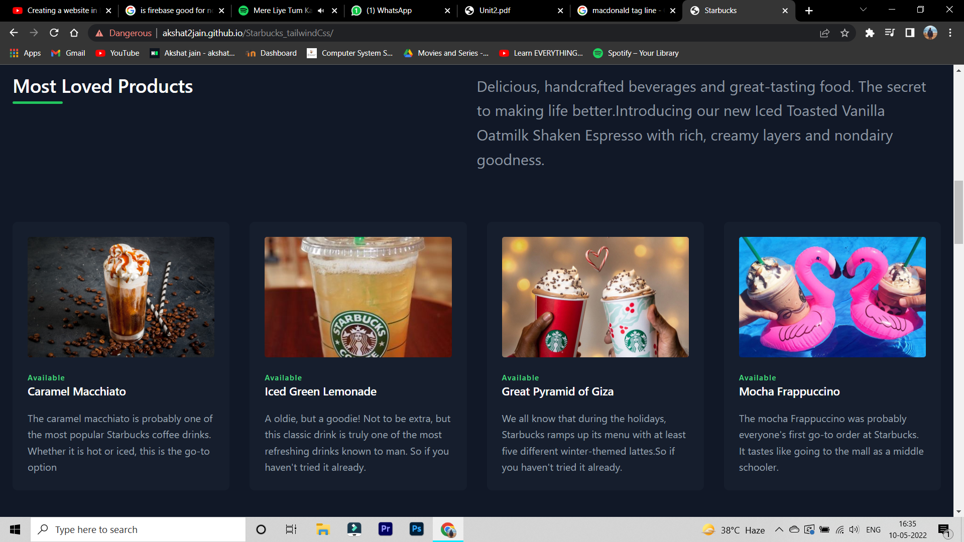 GitHub - Akshat2Jain/Starbucks_tailwindCss: In this project I have created a starbucks website ...