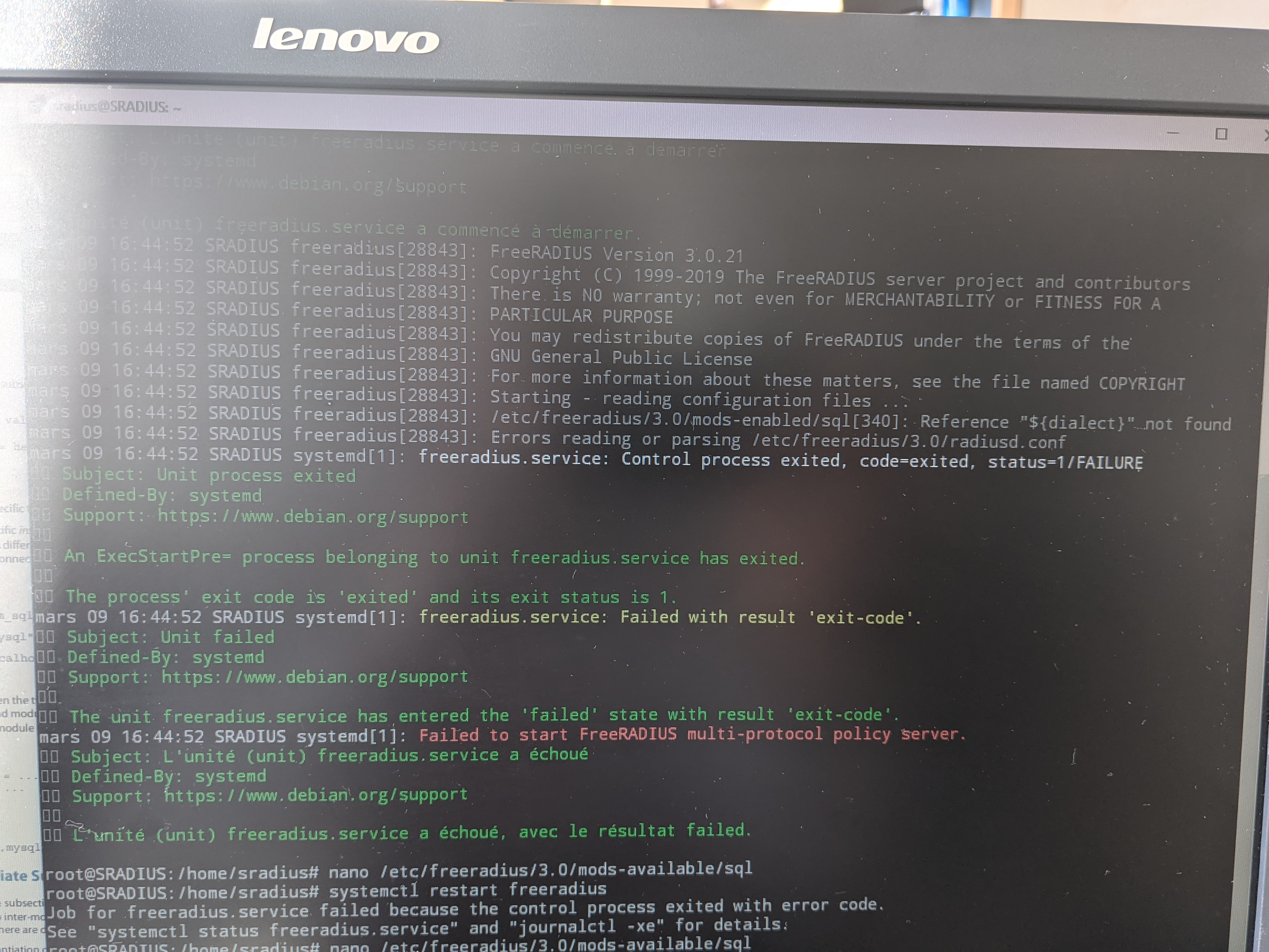 [defect]: Error when restarting freeradius after sql configuration · Issue #4409 · FreeRADIUS ...