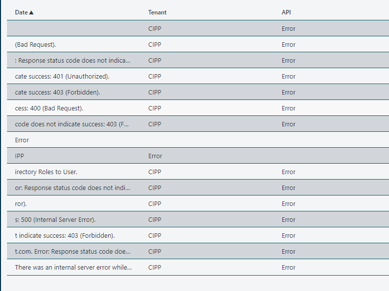 BUG: When reviewing prior days in logbook getting errors · Issue #841 · KelvinTegelaar/CIPP · GitHub