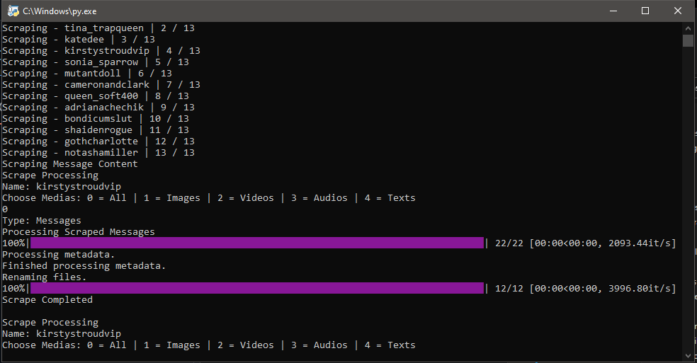 Profile choice not working and stuck only downloading the avatars and headers (OnlyFans) · Issue ...
