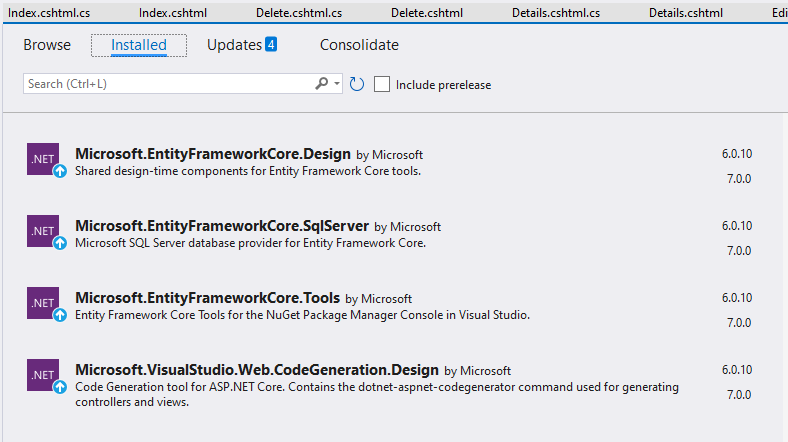 RazorPagesMovie - Several issues solved - Biggest is with Codegenerator for CRUD · Issue #27546 ...
