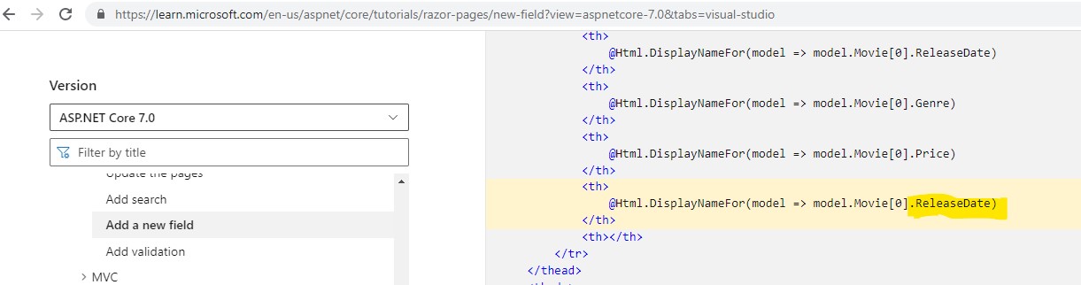 In code, should ReleaseDate actually be Rating? · Issue #27563 · dotnet/AspNetCore.Docs · GitHub