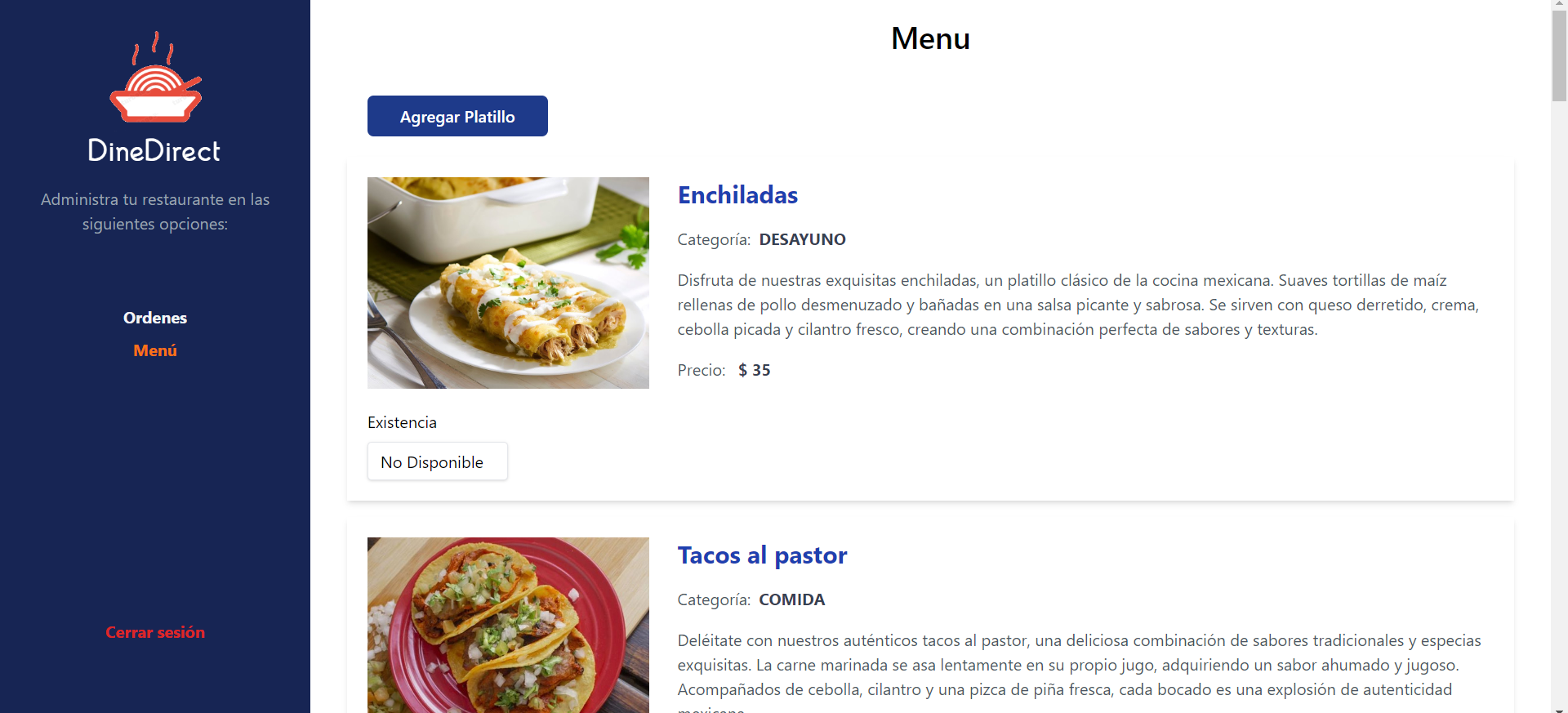 GitHub - vinkevr/DineDirect: Una app movil que se conecta a una aplicacion web para ordenar comida