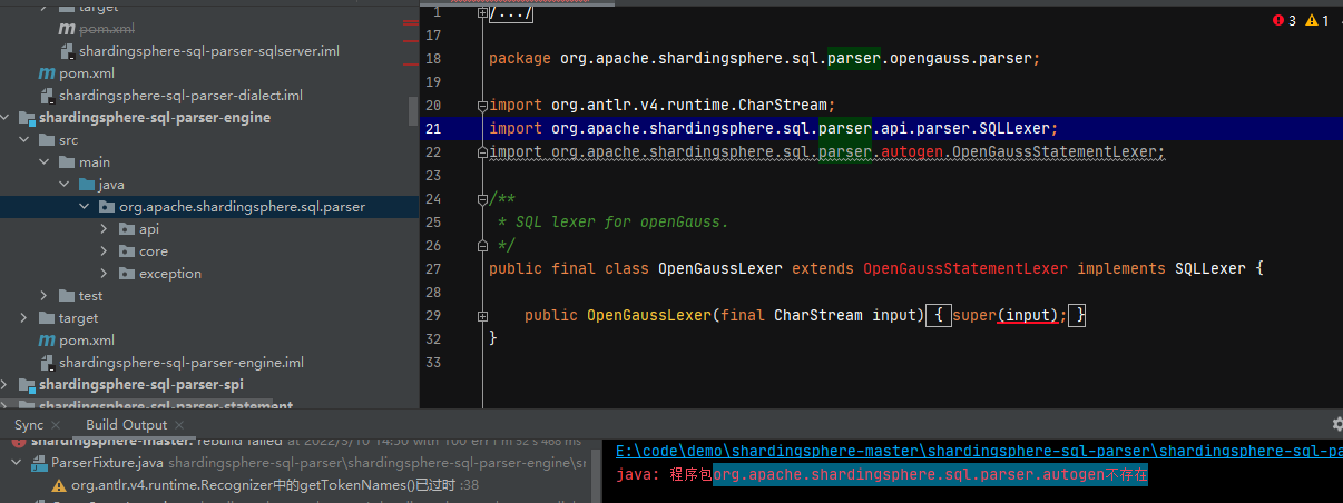 Org Apache Shardingsphere Sql Parser Autogen Not Exists · Issue 15964 · Apache Shardingsphere