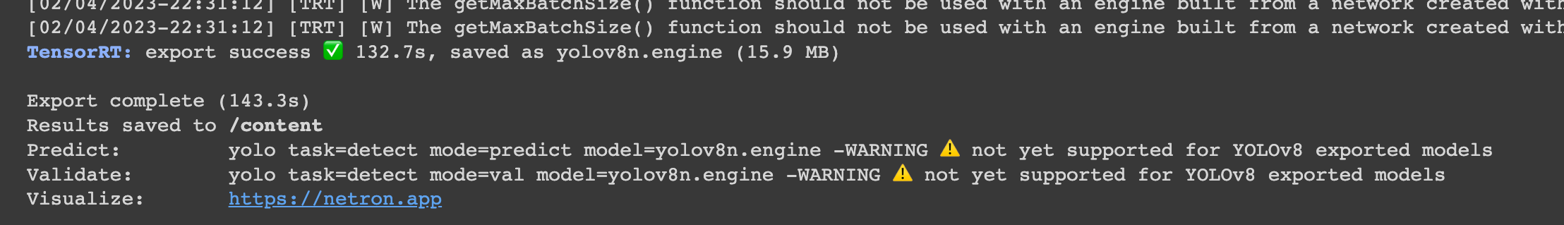 Not supported yet for YOLOv8 exported model · Issue #805 · ultralytics/ultralytics · GitHub
