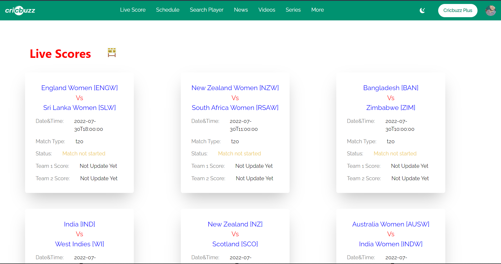 GitHub - SHARUN266/Crickbuzz-clone: About Cricbuzz is an Indian cricket news website owned by ...