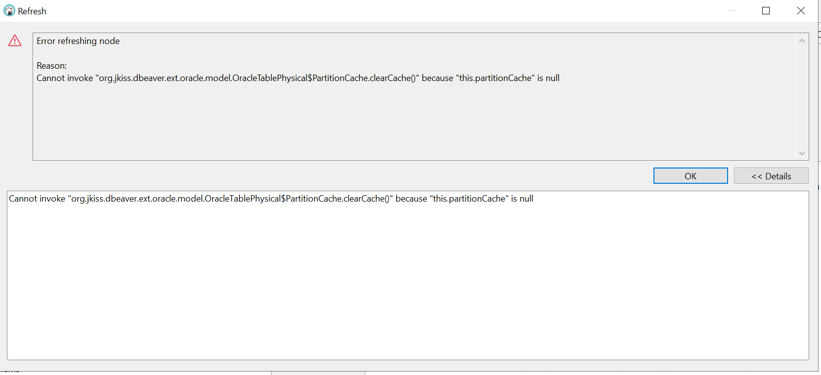 Error refreshing node · Issue #20393 · dbeaver/dbeaver · GitHub