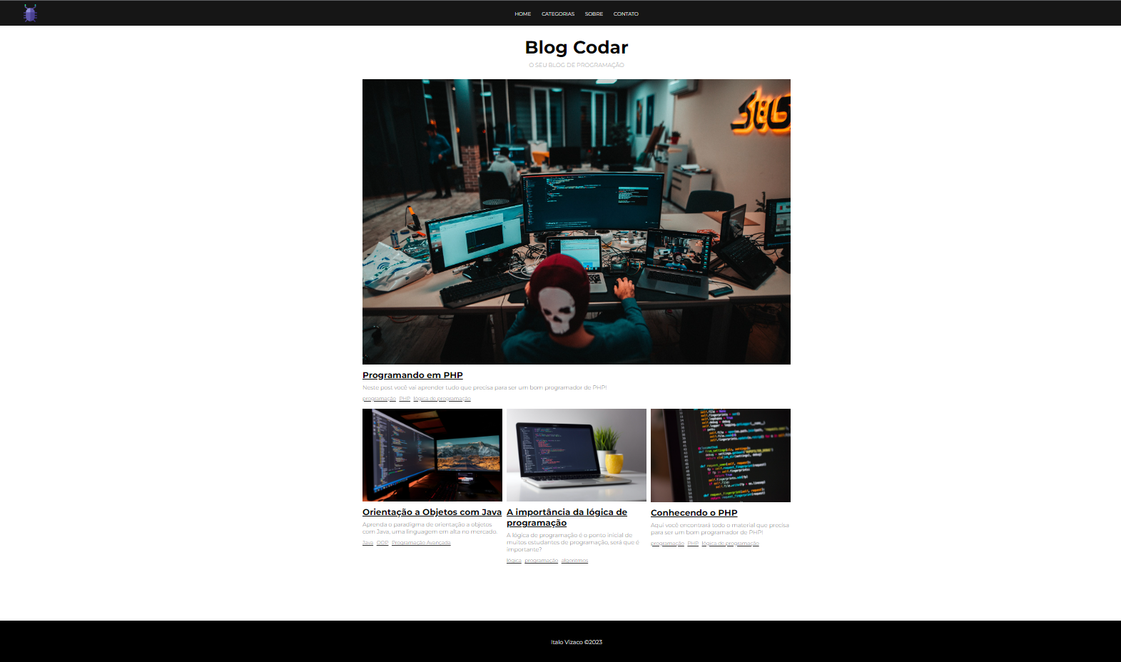 Github Italovizacoblog Php Building A Blog Using Html Php And Css