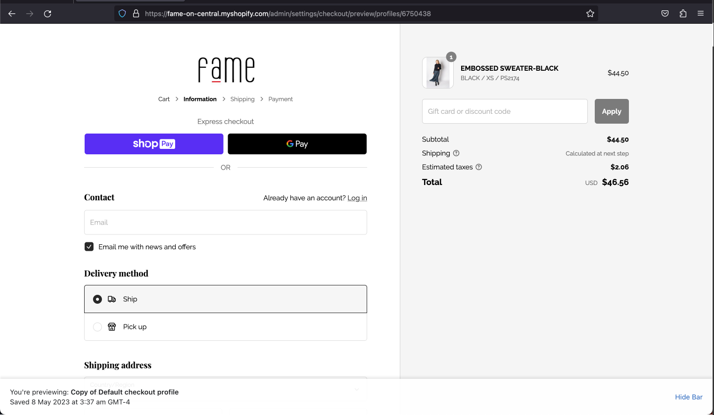 Unable to view the app blocks while previewing the Checkout Profiles · Issue #925 · Shopify/ui ...