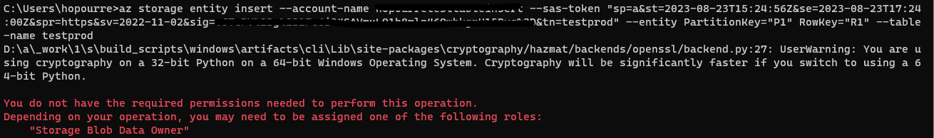 Error when running the "az storage entity" command · Issue #27202 · Azure/azure-cli · GitHub