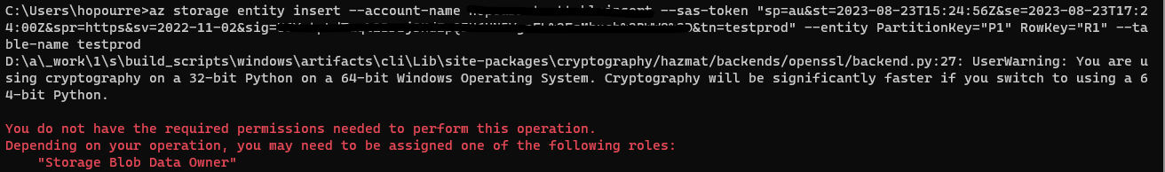 Error when running the "az storage entity" command · Issue #27202 · Azure/azure-cli · GitHub
