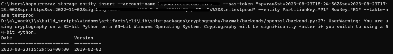 Error when running the "az storage entity" command · Issue #27202 · Azure/azure-cli · GitHub