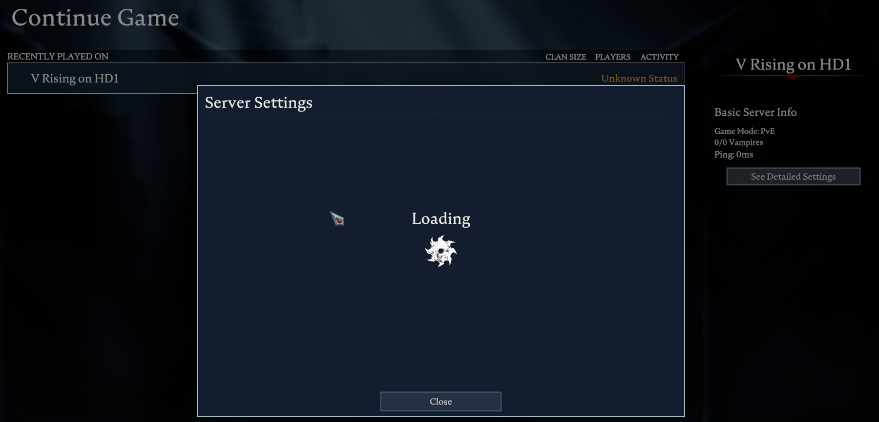 Settings not shown on continue screen for private dedicated server · Issue #105 ...