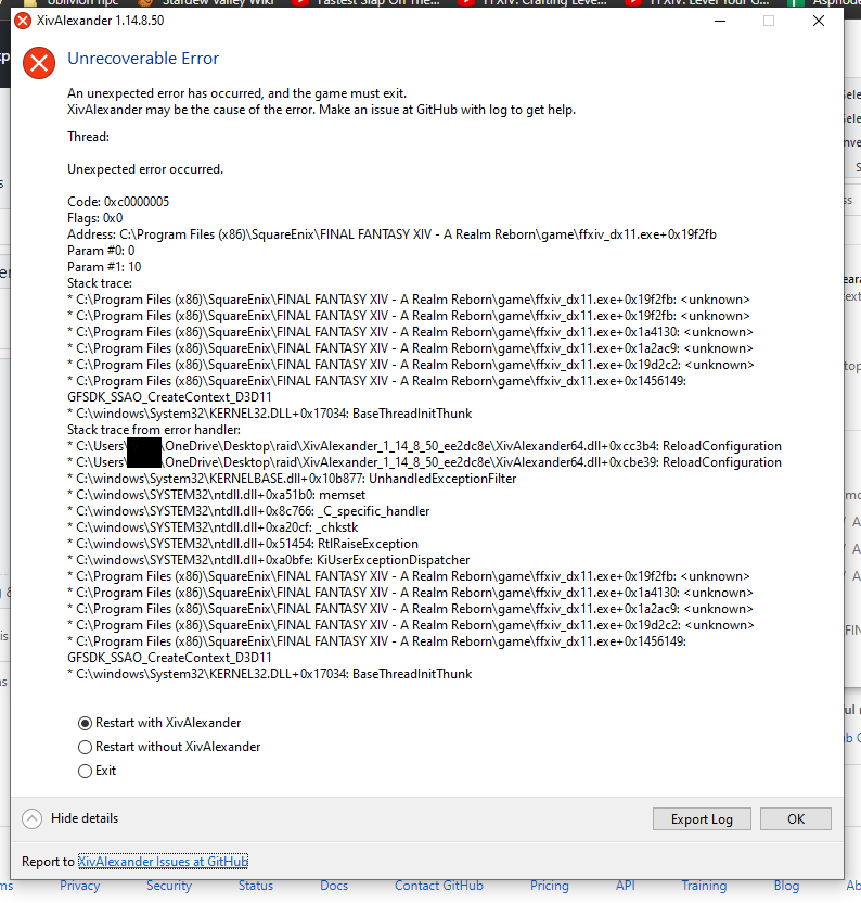 I keep on getting a unrecoverable error today. Yesterday it was perfectly fine, but I don't know ...