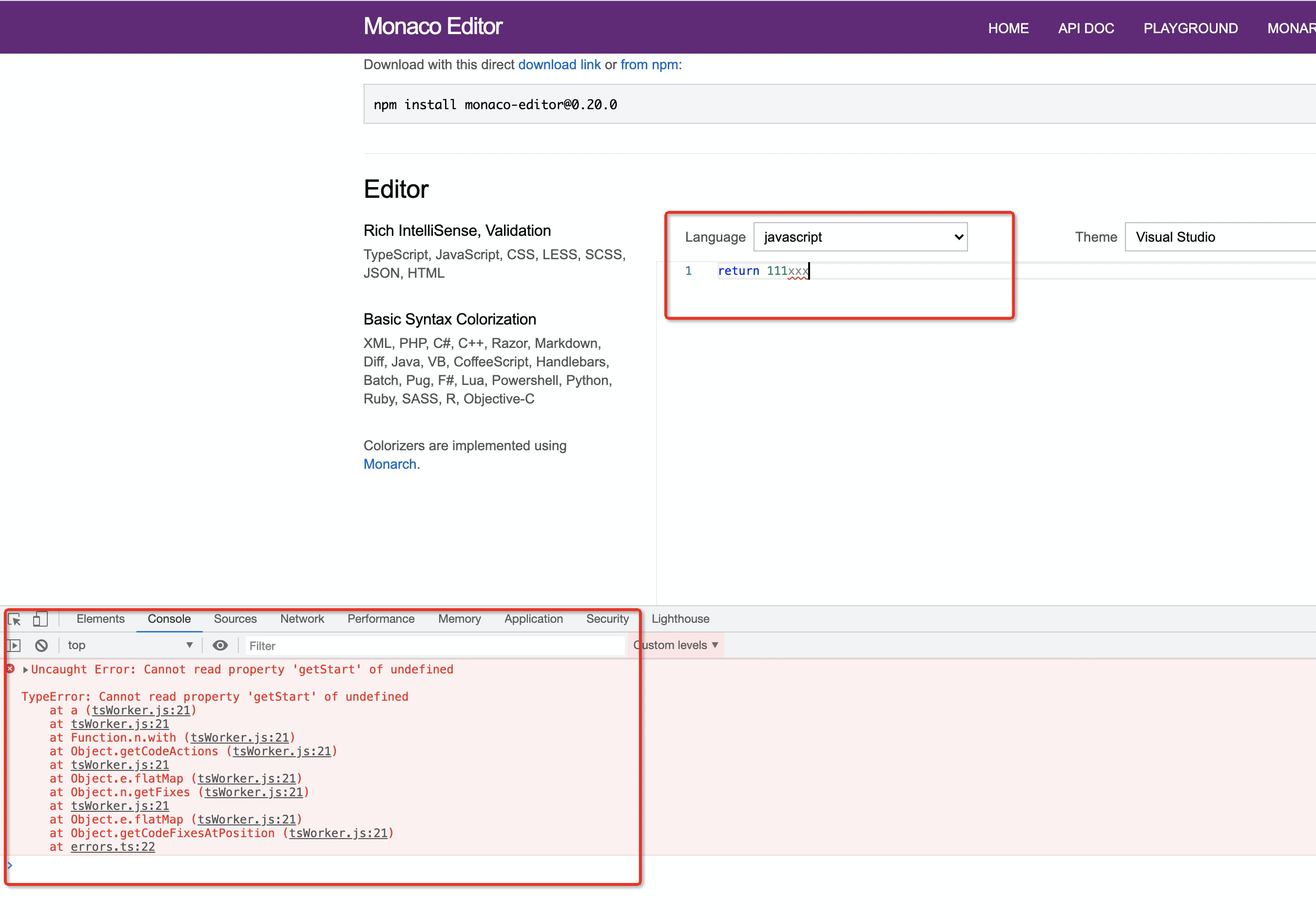 There is an error · Issue #2029 · microsoft/monaco-editor · GitHub