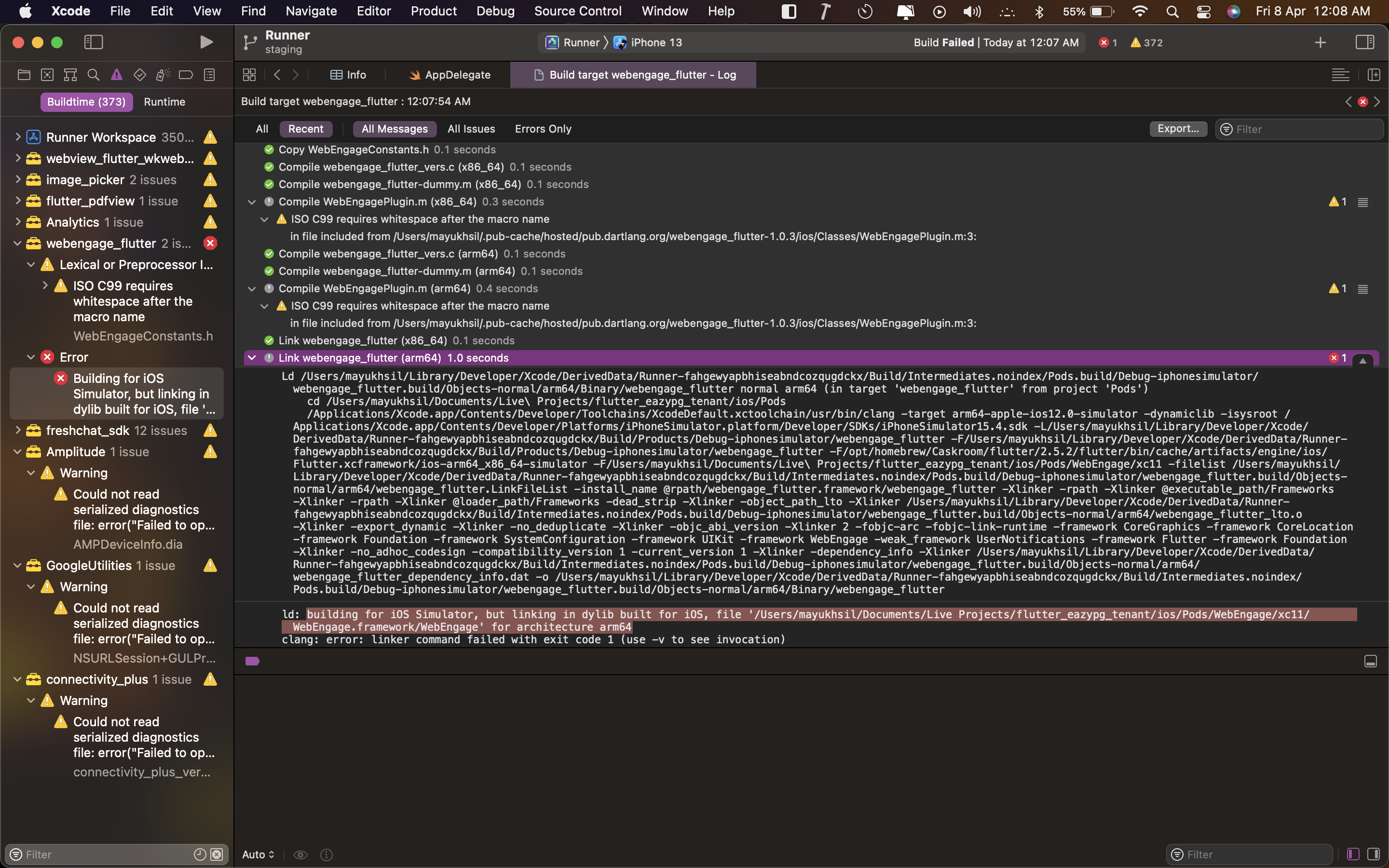 Webengage Not Building On M1 Silicon Macbooks · Issue 14 · Webengage Webengage Flutter · Github
