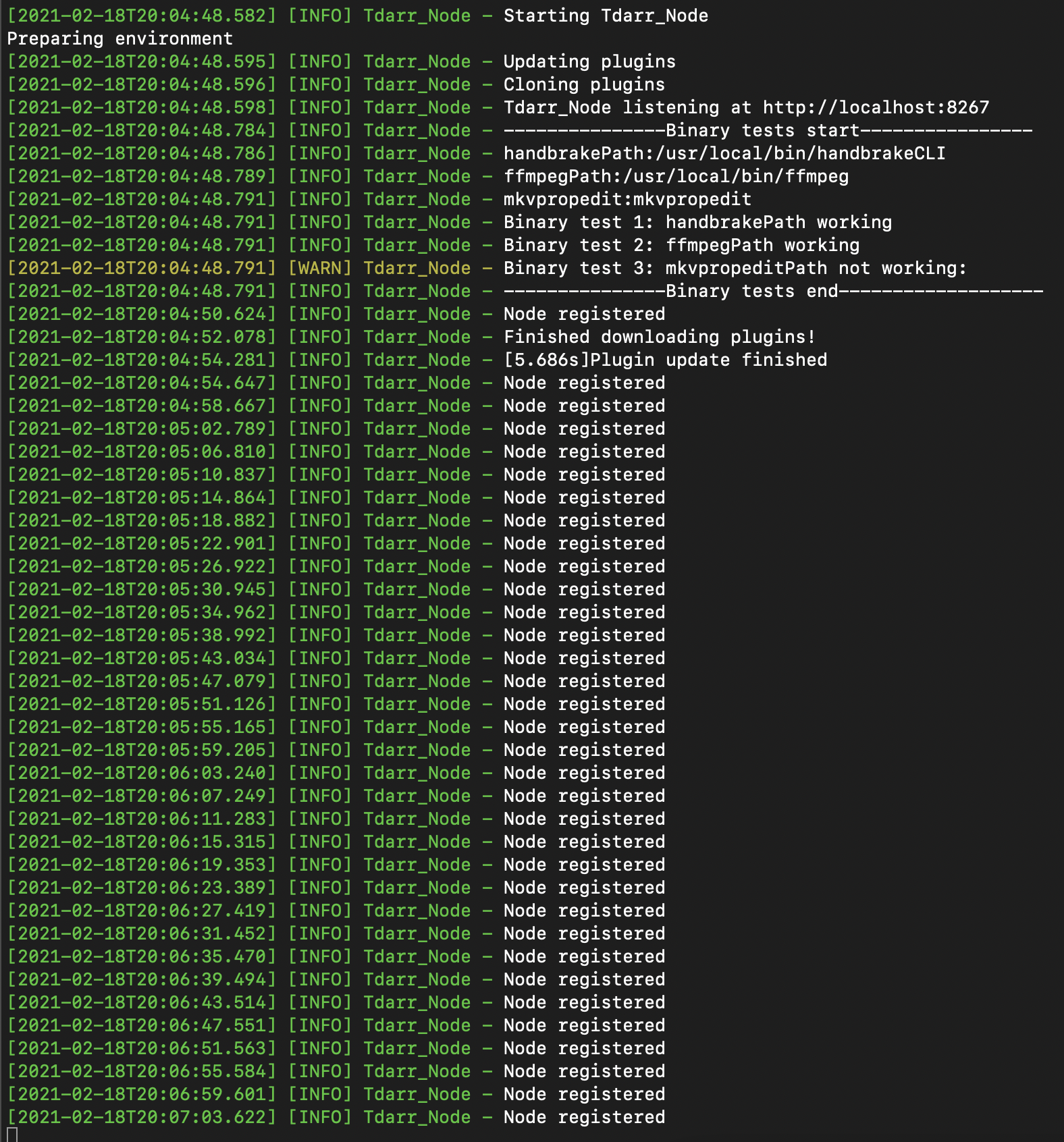 Tdarr_Node displays "Node registered" every 4 seconds and never stabalizes · Issue #369 ...