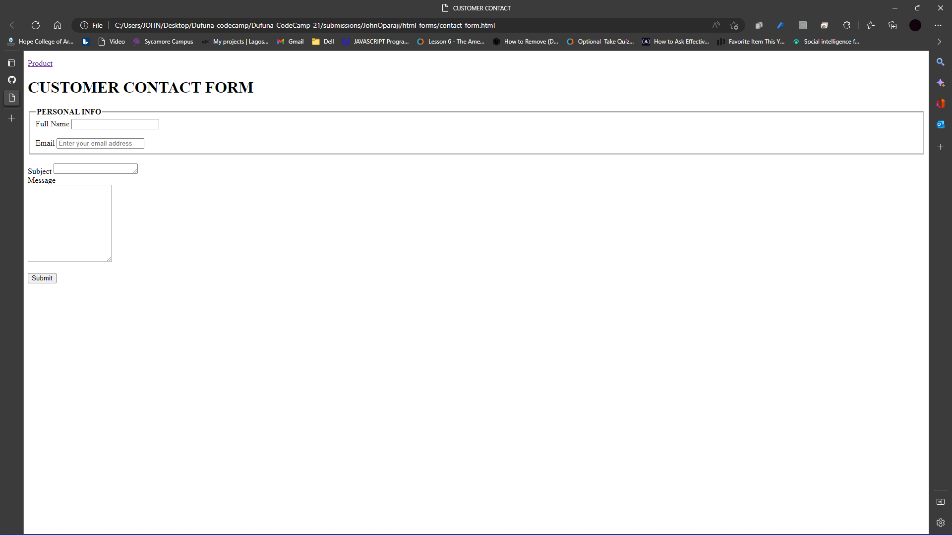 [DCSFUS-3] A contact form using HTML by Johnnnhub · Pull Request #2478 · Dufuna-CodeCamp/Dufuna ...
