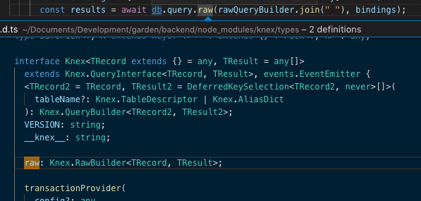 Raw Return Type Seems Off · Issue 3341 · Knex Knex · Github