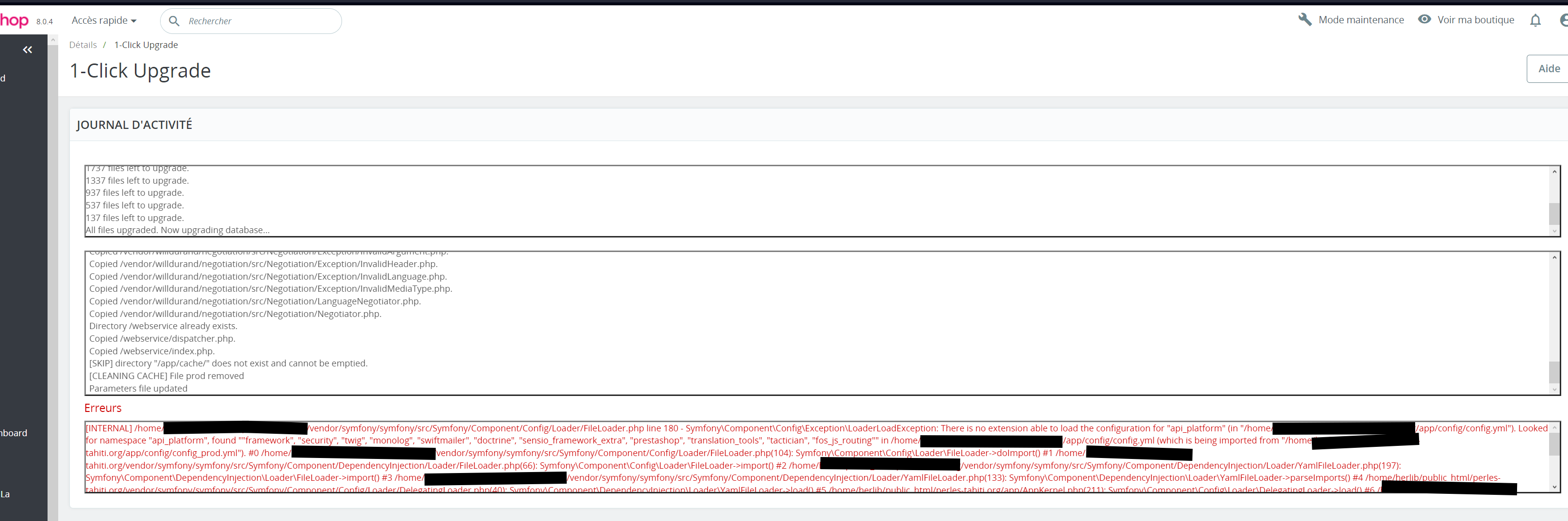 Upgrade from 8.04 to 8.1 with 4.16.1 autoupgrade = There is no extension able to load the ...