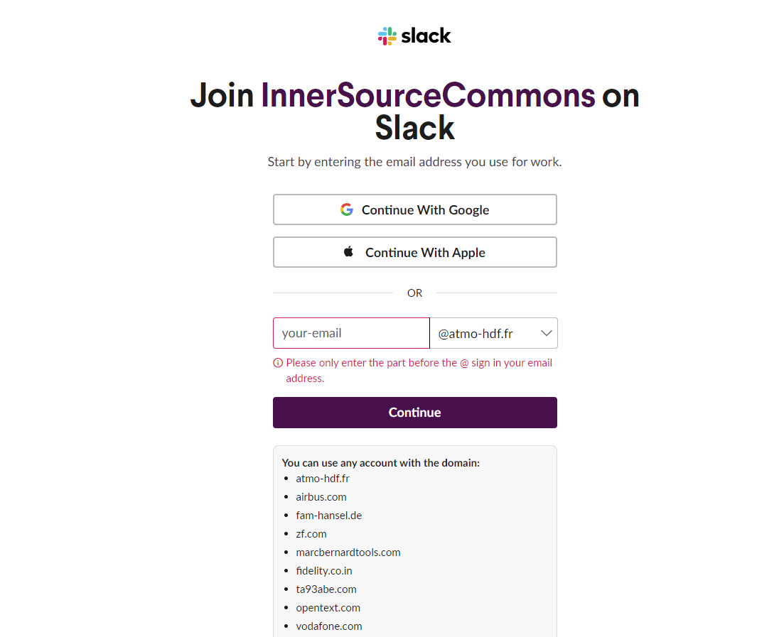 Error With Slack Join Link For Isc Slack · Issue 261 · Innersourcecommons