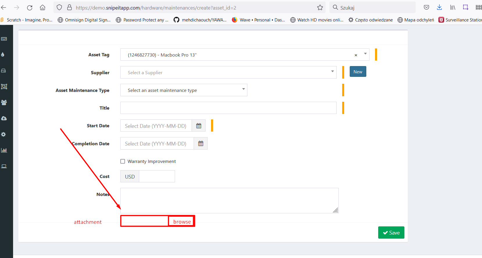 Add an upload image/file button to Add Maintenance window · Issue #10357 · snipe/snipe-it · GitHub
