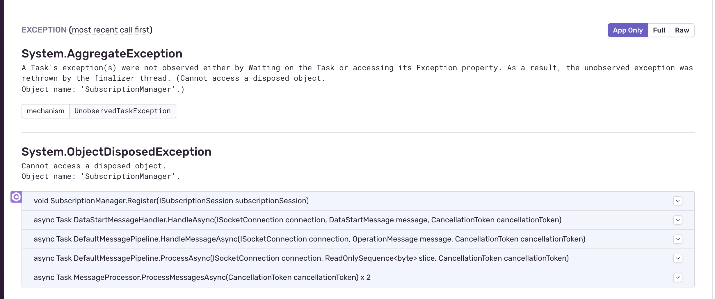 Subscriptionmanager Objectdisposedexception · Issue 4258 4458