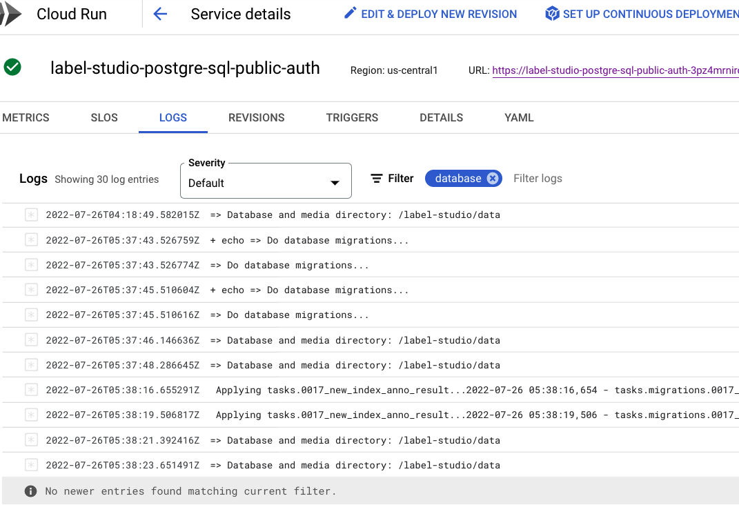 Not able to set up GCP CloudSQL as persistent data layer with CloudRun · Issue #2729 ...