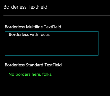 TextField: Underlined/multiline/borderless: borders appear and change ...