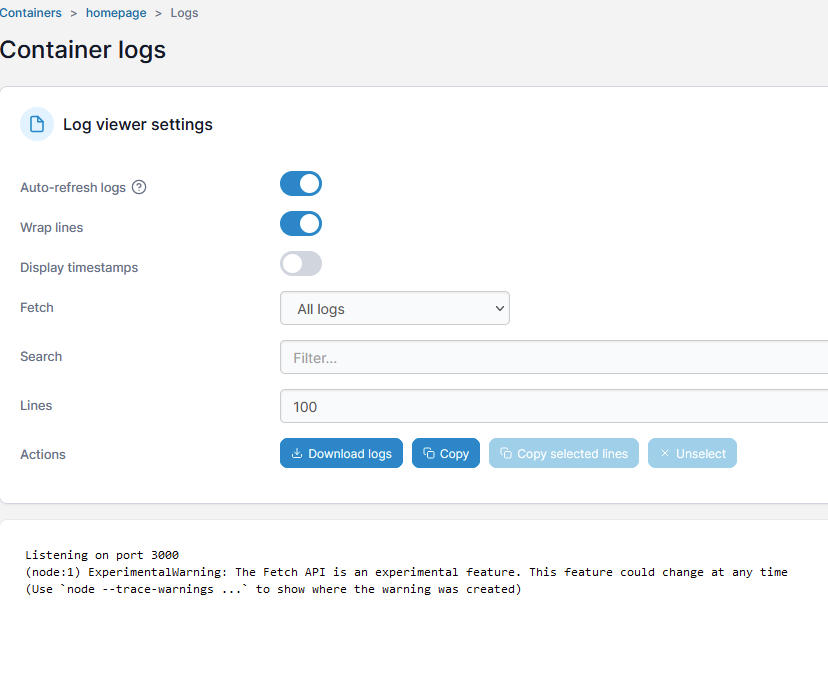 Container exits after sometime · Issue #195 · gethomepage/homepage · GitHub