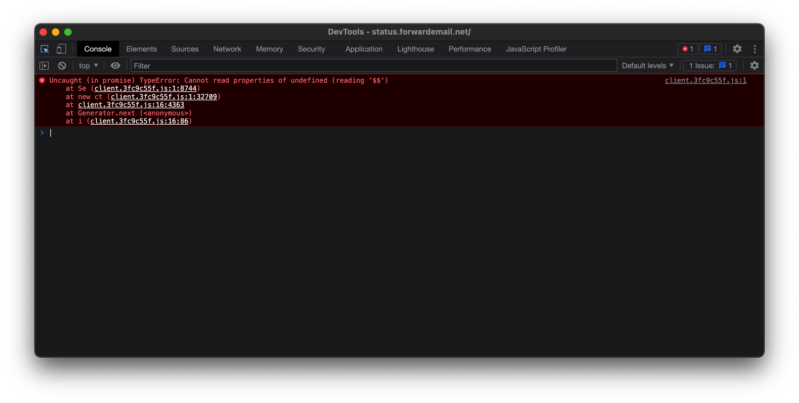 Bug Major Bug Initial Page Load Has Uncaught Exception In Client Side