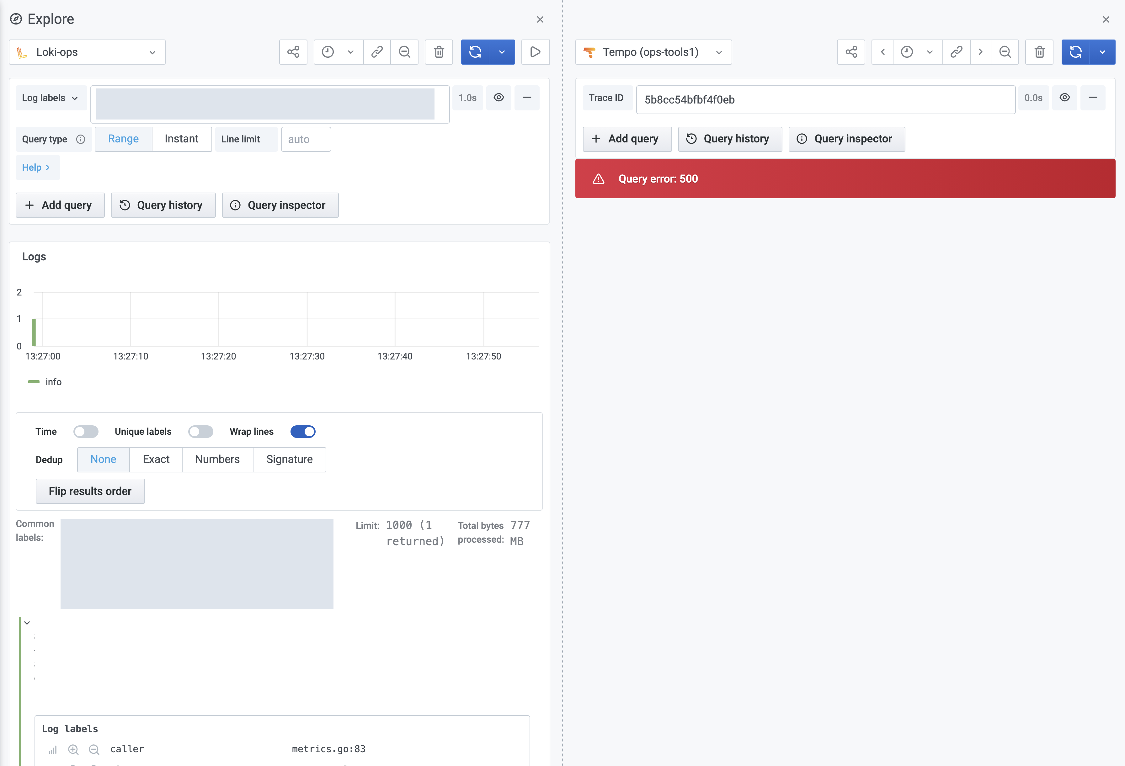 Explore: Wrong results shown when closing a split pane · Issue #30834 · grafana/grafana · GitHub