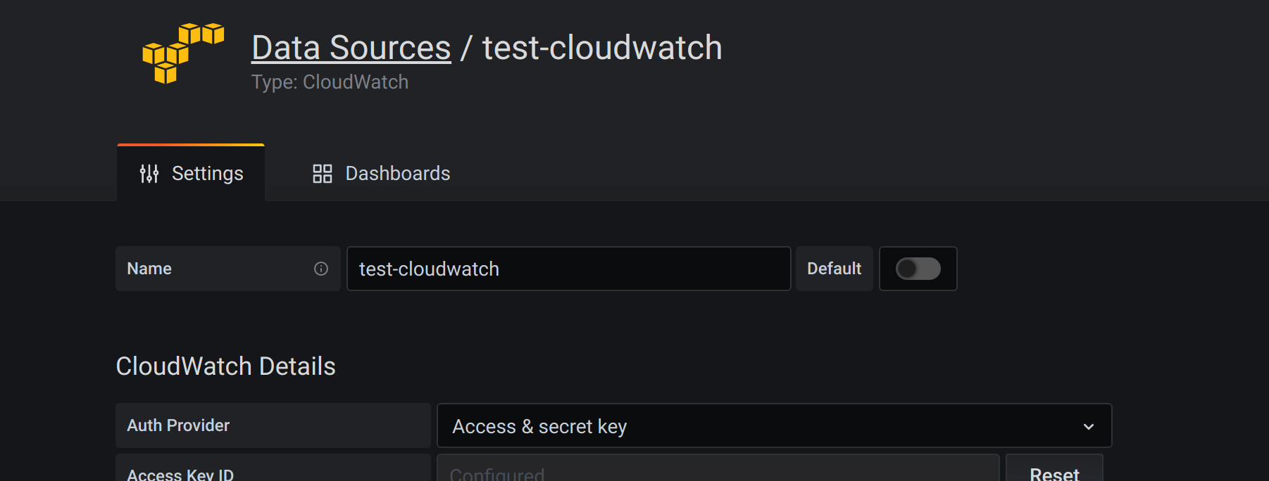 CloudWatch: Configuration page does not show banner about data source being provisioned · Issue ...